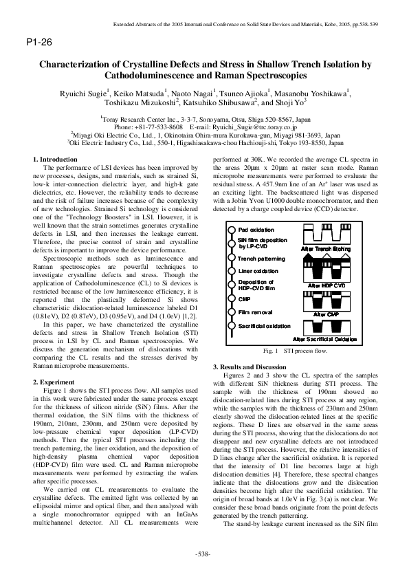 (PDF) Characterization of Crystalline Defects and Stress in Shallow Trench Isolation by ...
