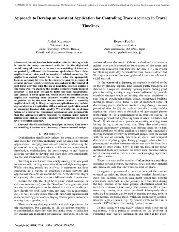 (PDF) Approach to Develop an Assistant Application for Controlling Trace Accuracy in Travel ...