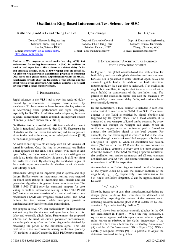 (PDF) Oscillation ring based interconnect test scheme for SOC