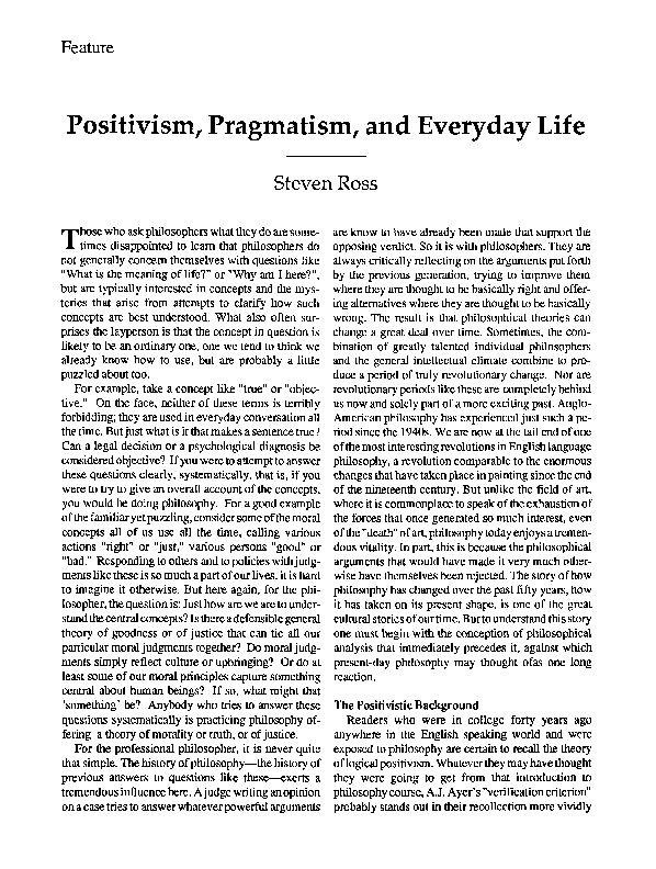 (PDF) Positivism, pragmatism, and everyday life