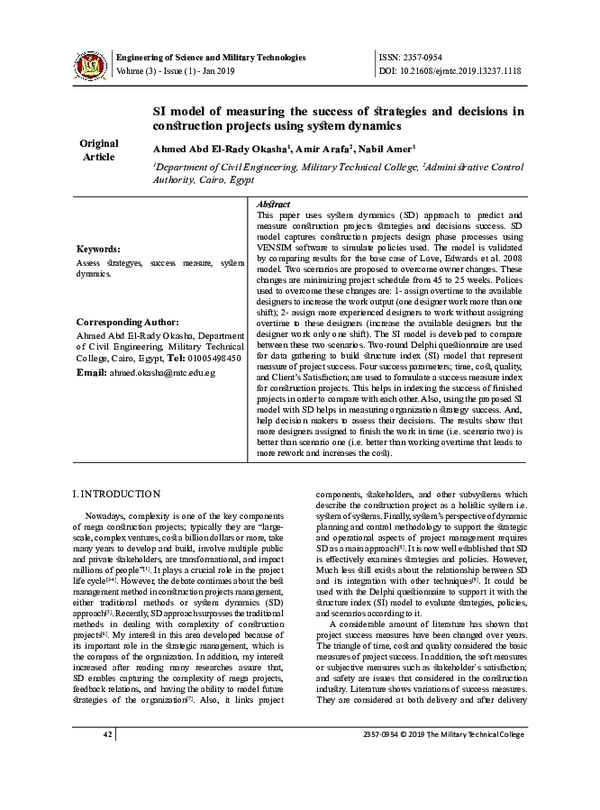 (PDF) SI model of measuring the success of strategies and decisions in construction projects ...