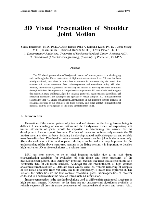 (PDF) 3D visual presentation of shoulder joint motion