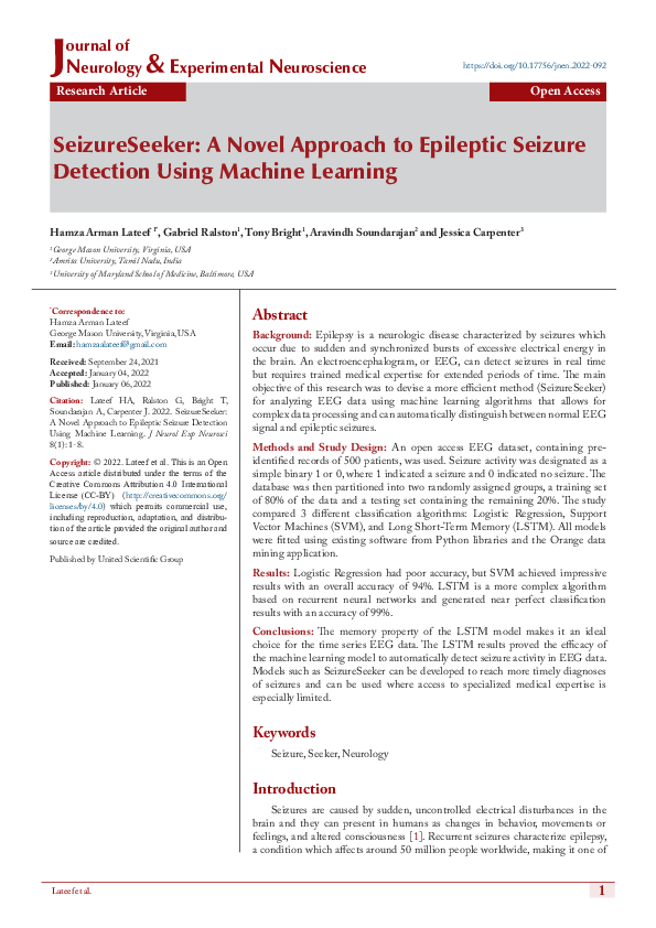 Pdf Seizureseeker A Novel Approach To Epileptic Seizure Detection