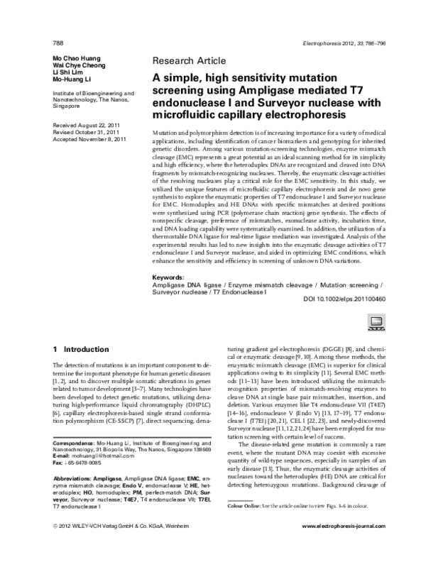 Pdf High Sensitivity Mutation Screening Via Emc