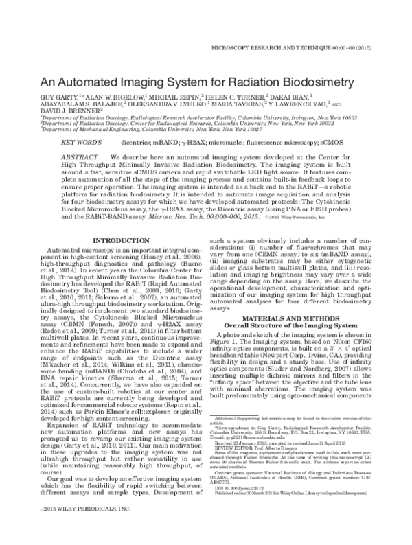(PDF) An automated imaging system for radiation biodosimetry