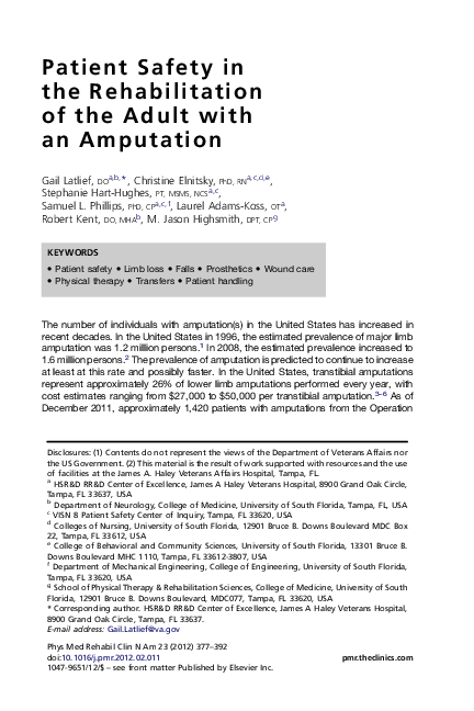 (PDF) Patient Safety in the Rehabilitation of the Adult with an Amputation