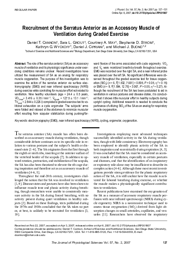 (PDF) Recruitment of the Serratus Anterior as an Accessory Muscle of ...