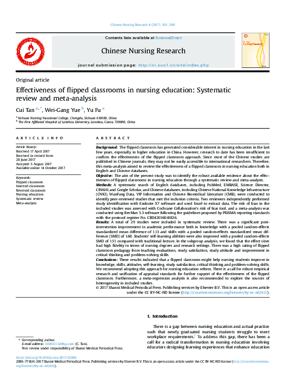 (PDF) Effectiveness of flipped classrooms in nursing education ...