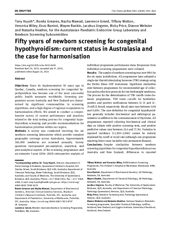 (PDF) Fifty years of newborn screening for congenital hypothyroidism ...