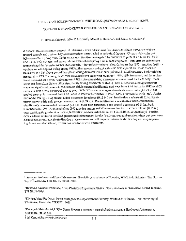 (PDF) Three-year bole response of white oak (Quercus alba L.) crop ...