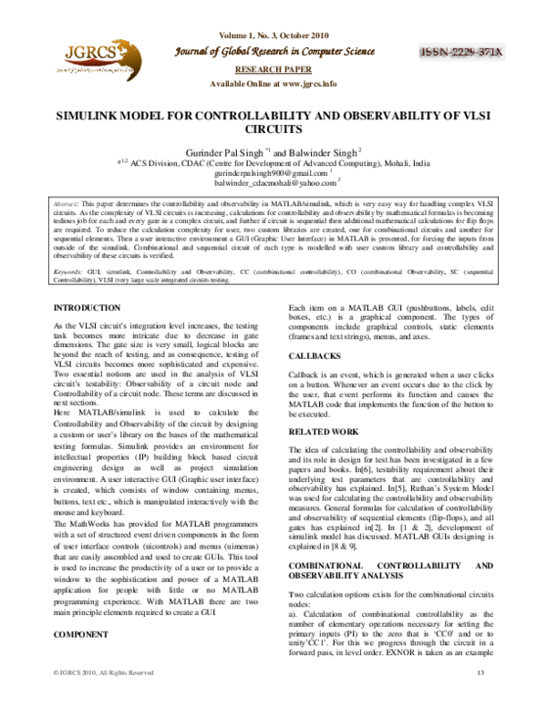 (PDF) Simulink model for Controllability and Observability of VLSI Circuits