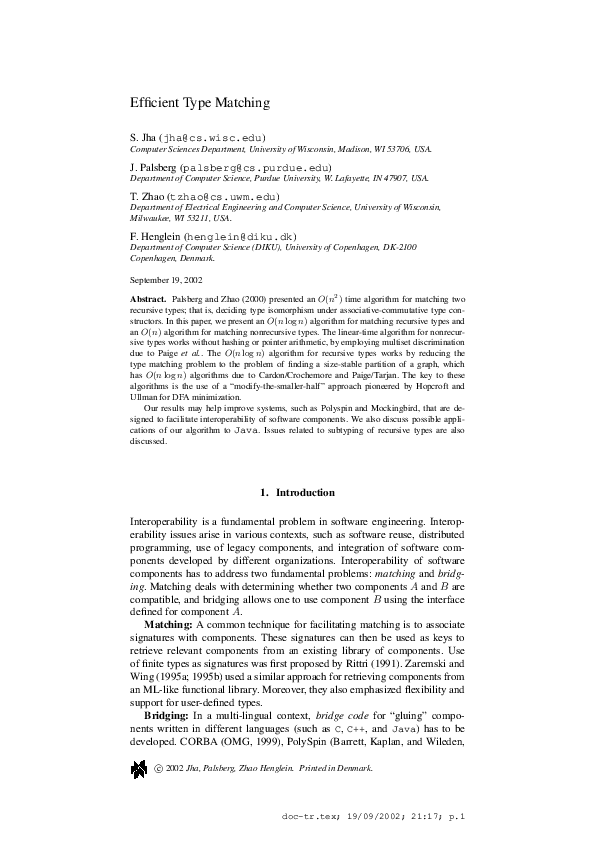 (PDF) Efficient Type Matching
