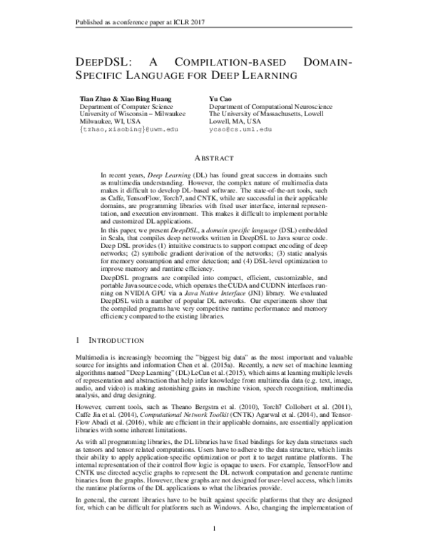 (PDF) DeepDSL: A Compilation-based Domain-Specific Language for Deep Learning