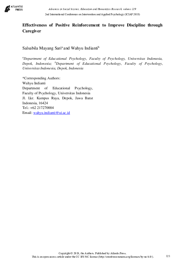 (PDF) Effectiveness of Positive Reinforcement to Improve Discipline ...