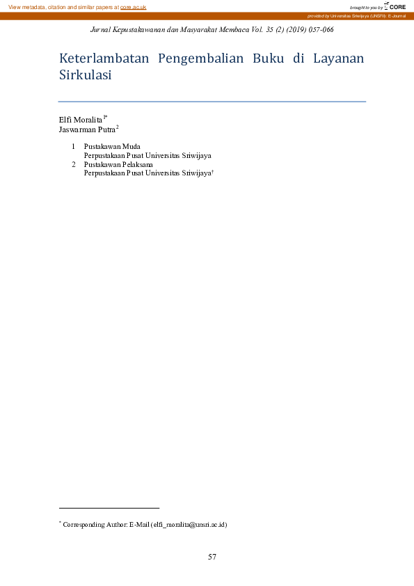(PDF) Keterlambatan Pengembalian Buku di Layanan Sirkulasi