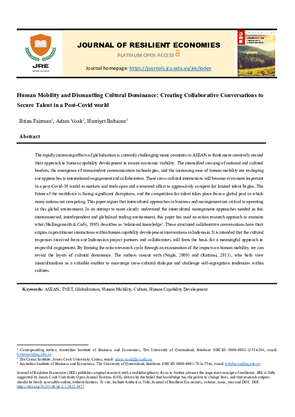 (PDF) Human Mobility and Dismantling Cultural Dominance