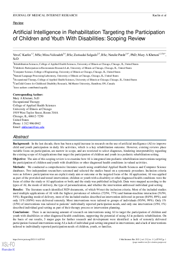 (PDF) Artificial Intelligence in Rehabilitation Targeting the ...