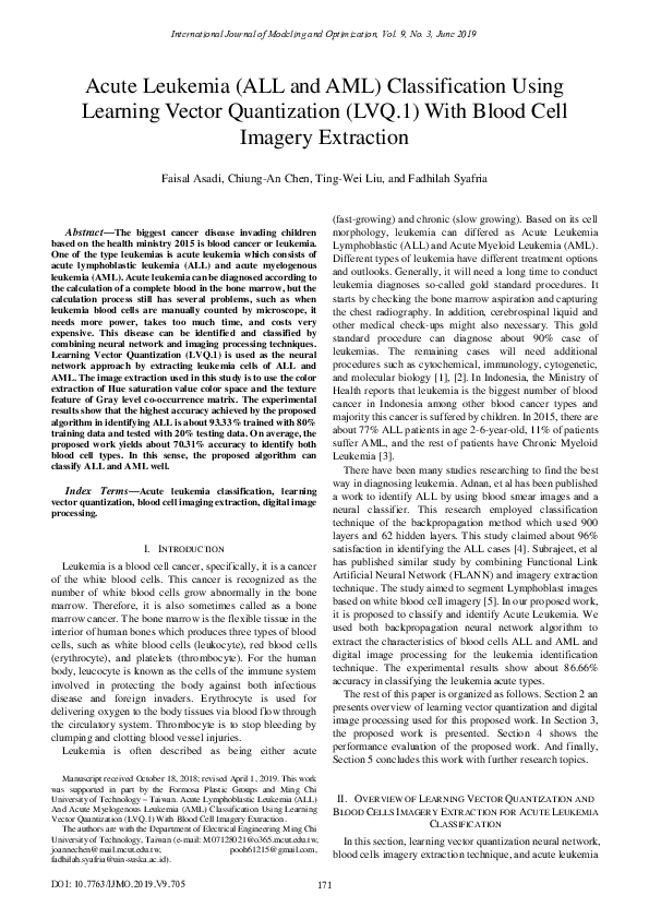 (PDF) Acute Leukemia (ALL and AML) Classification Using Learning Vector Quantization (LVQ.1 ...