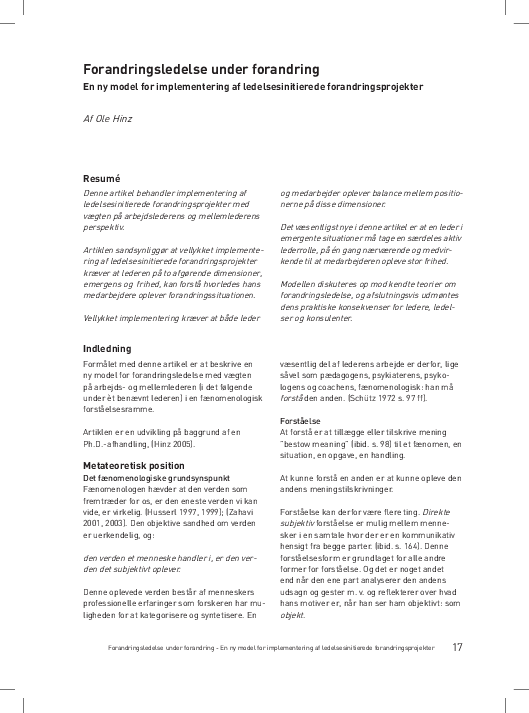 (PDF) Forandringsledelse under forandring. En ny model for ...
