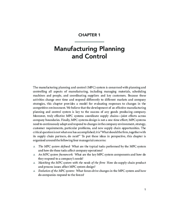 (PDF) Manufacturing planning and control