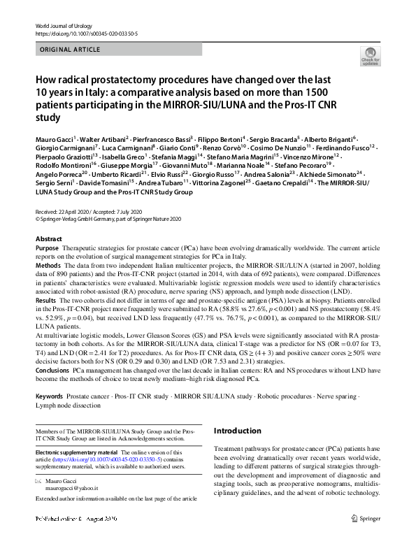 (PDF) How radical prostatectomy procedures have changed over the last ...