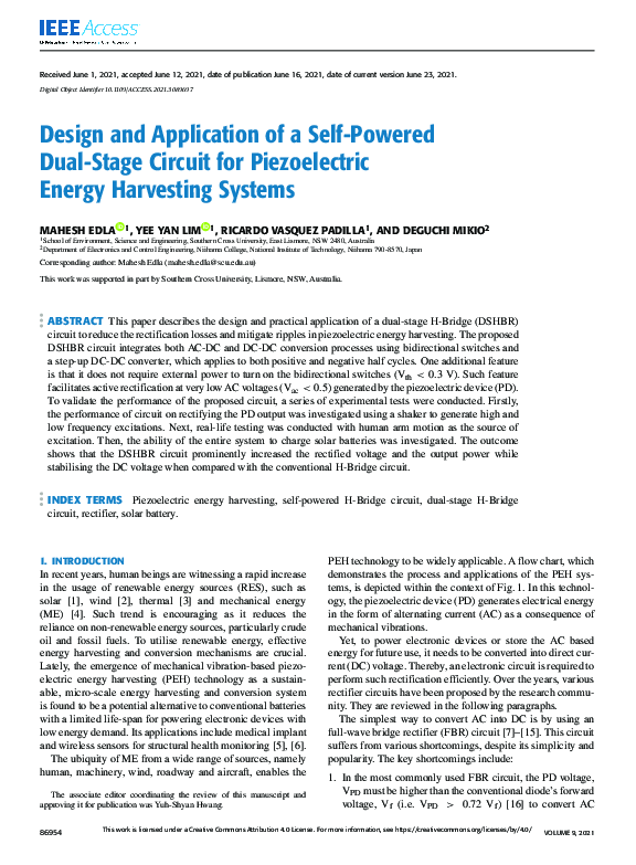 (PDF) Design and Application of a Self-Powered Dual-Stage Circuit for Piezoelectric Energy ...