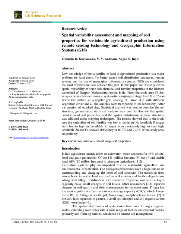 (PDF) Spatial variability assessment and mapping of soil properties for sustainable agricultural ...