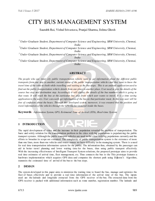 (PDF) City Bus Management System