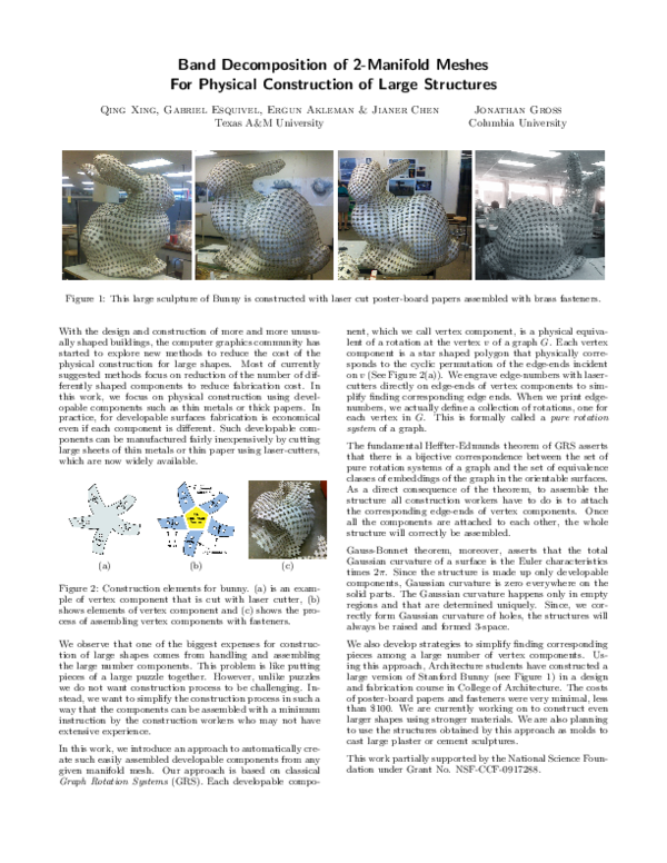 (PDF) Band decomposition of 2-manifold meshes for physical construction ...