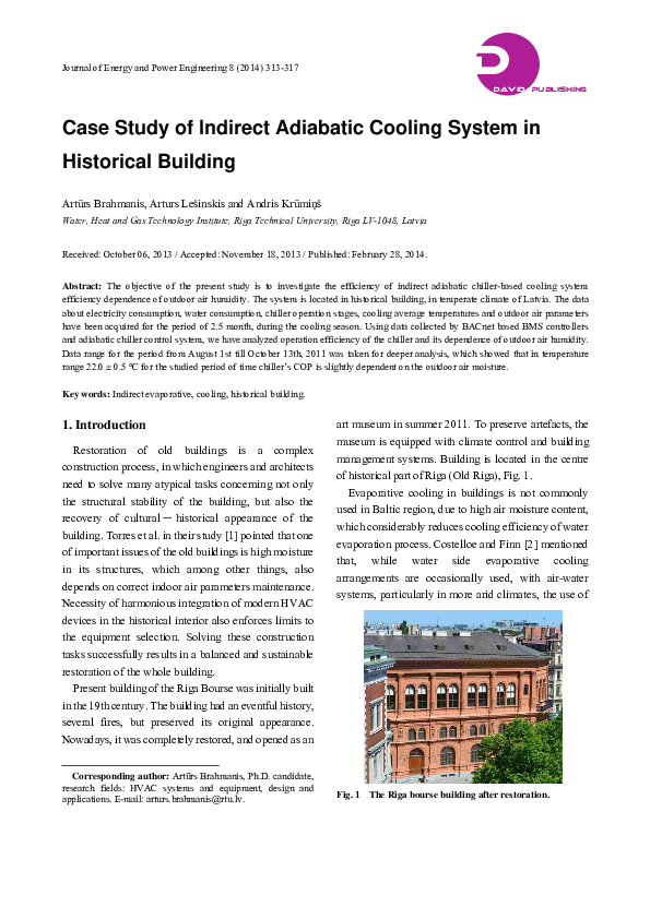 (PDF) Case Study of Indirect Adiabatic Cooling System in Historical ...