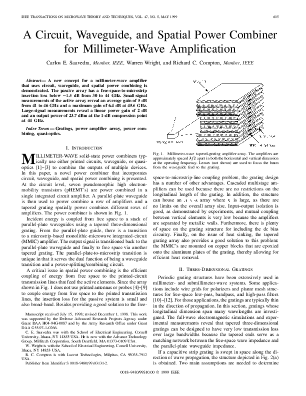 (PDF) A circuit, waveguide, and spatial power combiner for millimeter ...