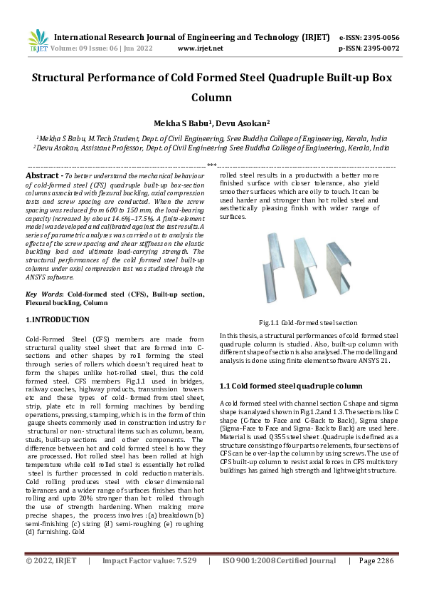 (PDF) Structural Performance of Cold Formed Steel Quadruple Built-up ...