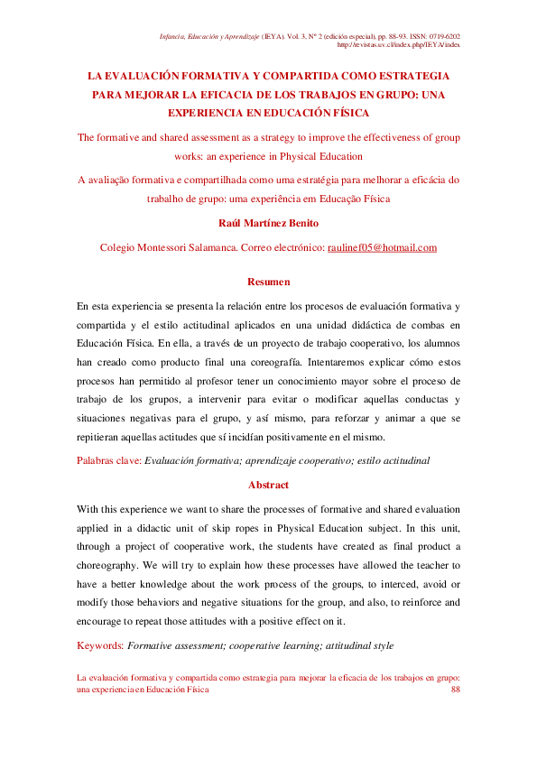 (PDF) La evaluación formativa y compartida como estrategia para mejorar la eficacia de los ...