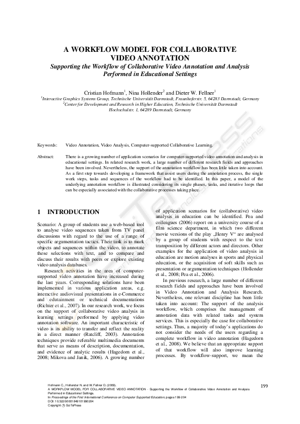 (PDF) A Workflow Model for Collaborative Video Annotation - Supporting ...