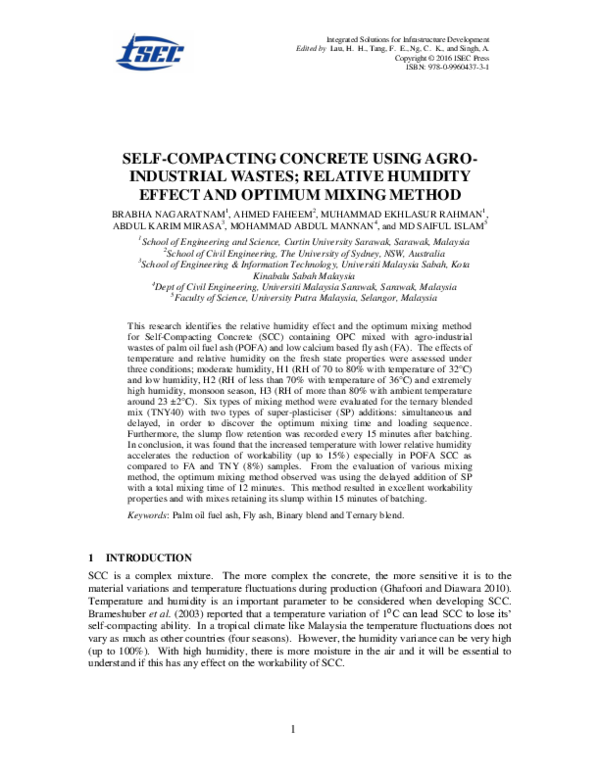 (PDF) Self-Compacting Concrete Using Agroindustrial Wastes; Relative ...