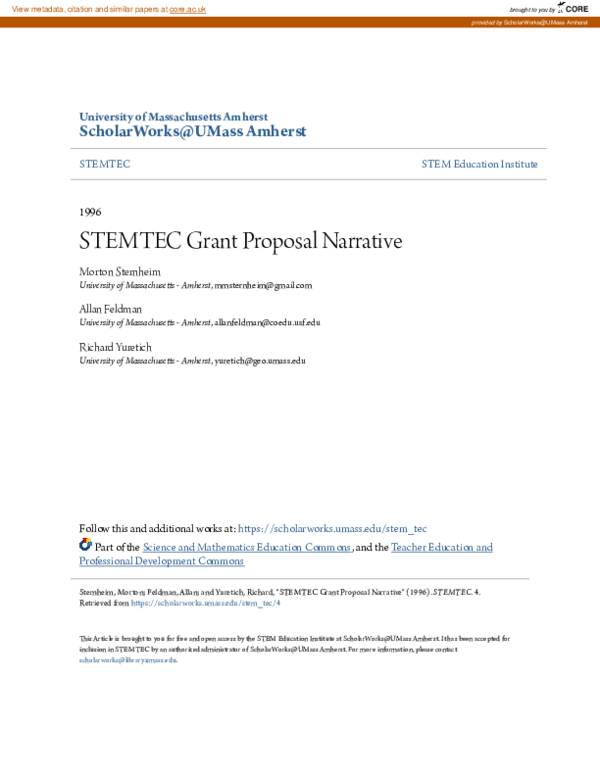 (PDF) STEMTEC Grant Proposal Narrative