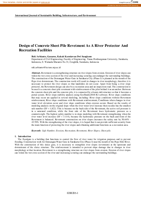(PDF) Design of Concrete Sheet Pile Revetment As A River Protector And ...