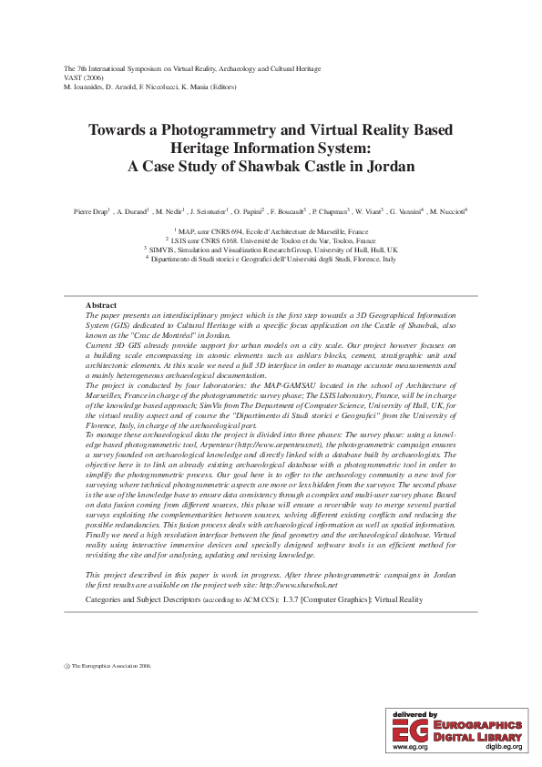 (PDF) Towards a photogrammetry and virtual reality based heritage ...