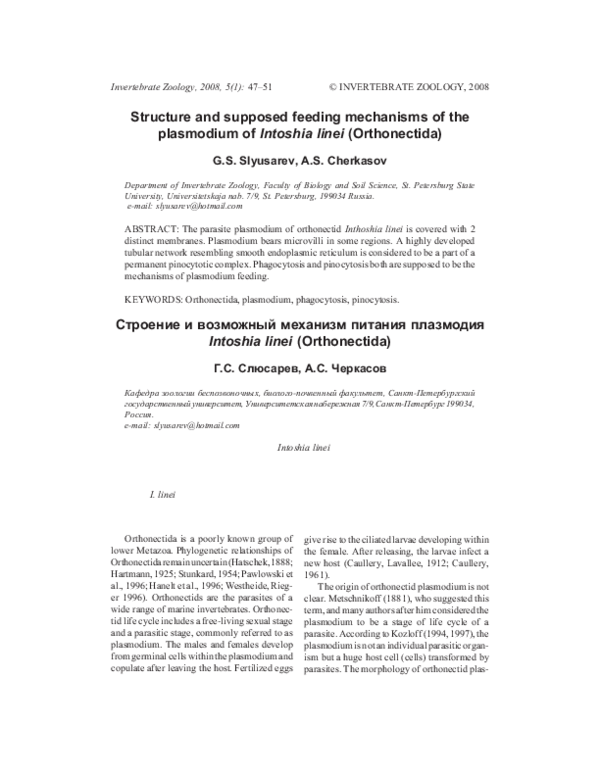 (PDF) Structure and supposed feeding mechanisms of the plasmodium of ...