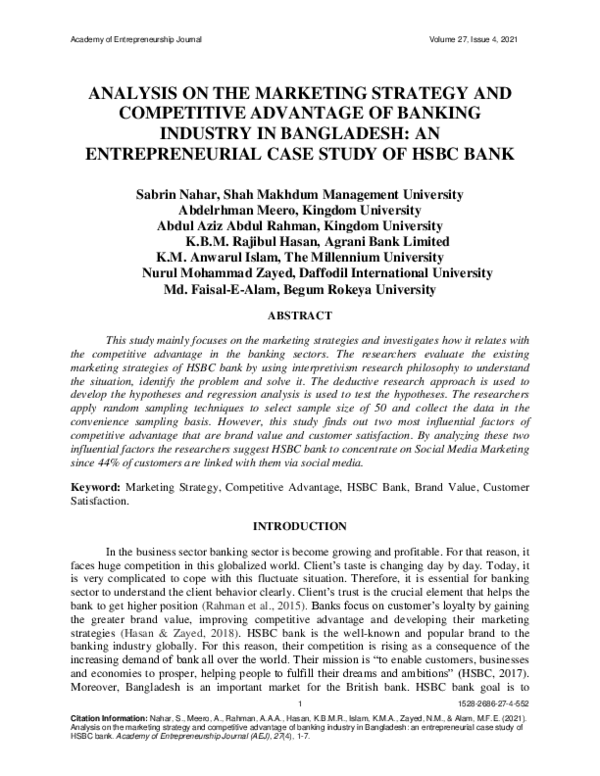 (PDF) Analysis On the Marketing Strategy and Competitive Advantage of Banking Industry in ...