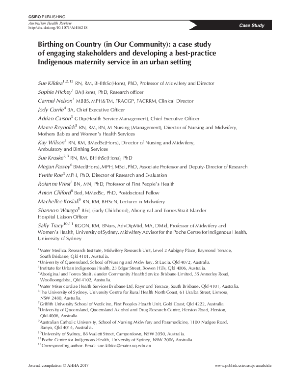 (PDF) Birthing on Country (in Our Community): a case study of engaging ...