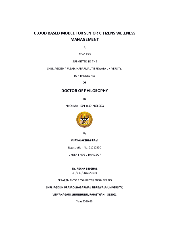 (PDF) Cloud based model for senior citizens wellness management