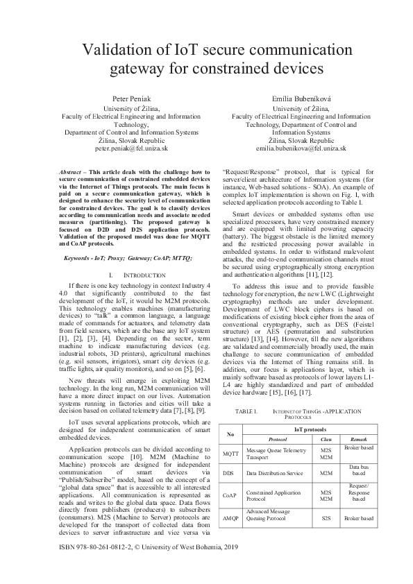 Pdf Validation Of Iot Secure Communication Gateway For Constrained 9596