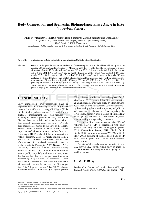 (PDF) Body Composition and Segmental Bioimpedance Phase Angle in Elite ...