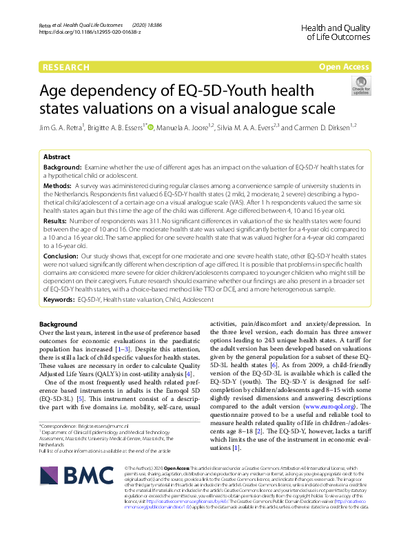 (PDF) Age dependency of EQ-5D-Youth health states valuations on a ...