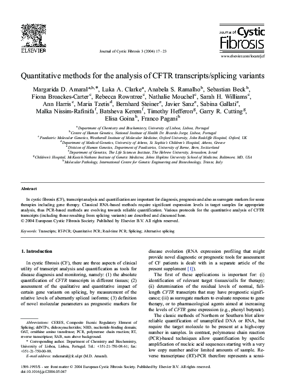 (PDF) Quantitative methods for the analysis of CFTR transcripts ...