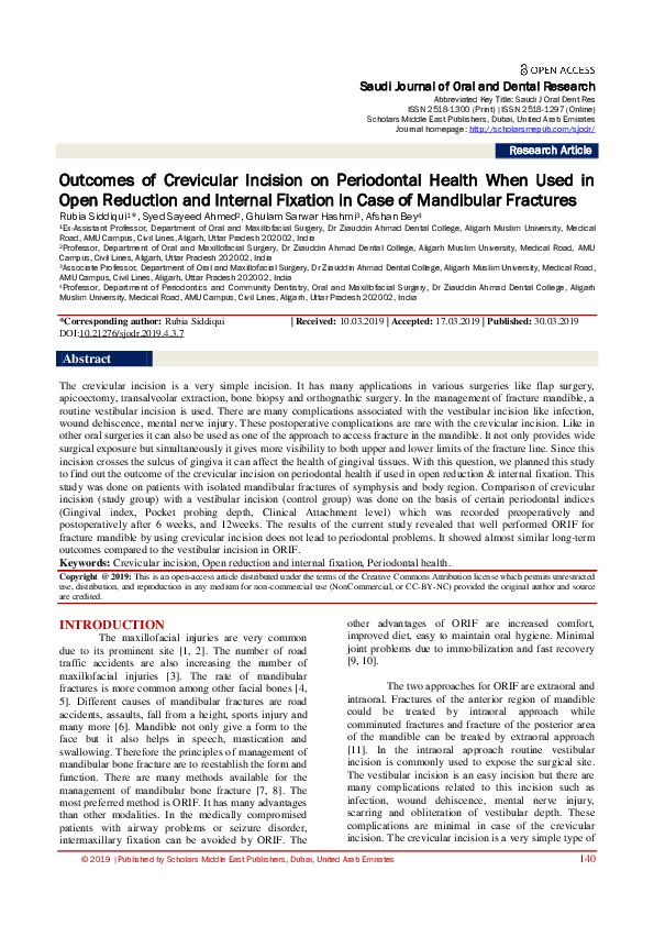 (PDF) Outcomes of Crevicular Incision on Periodontal Health When Used ...