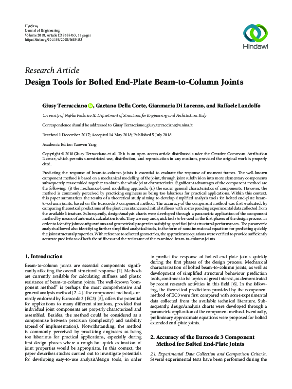 (PDF) Design Tools for Bolted End-Plate Beam-to-Column Joints