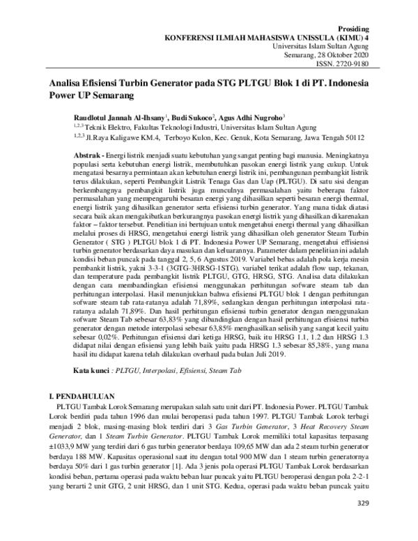 (PDF) Analisa Efisiensi Turbin Generator Pada STG Pltgu Blok 1 DI Pt ...