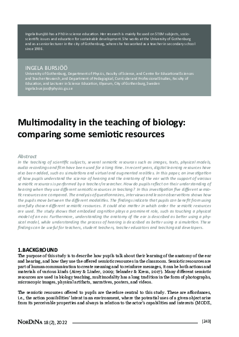 (PDF) Multimodality in the teaching of biology